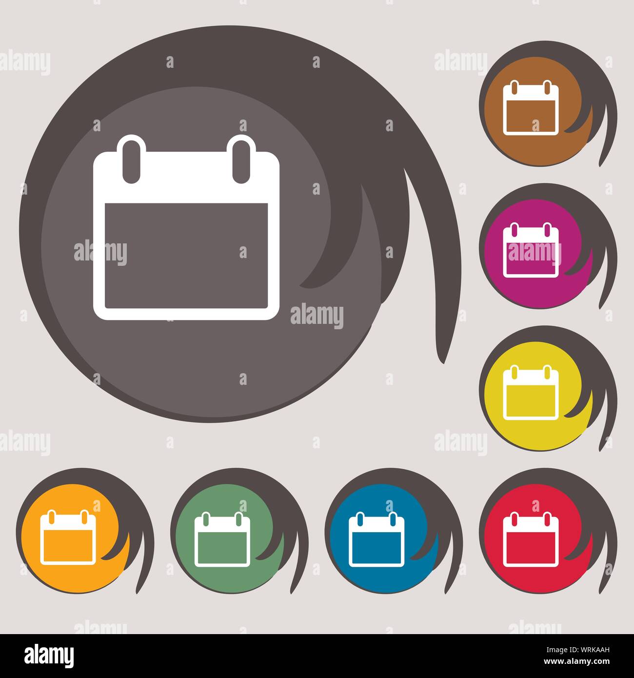 Calendar sign icon. days month symbol. Date button. Symbols on eight ...