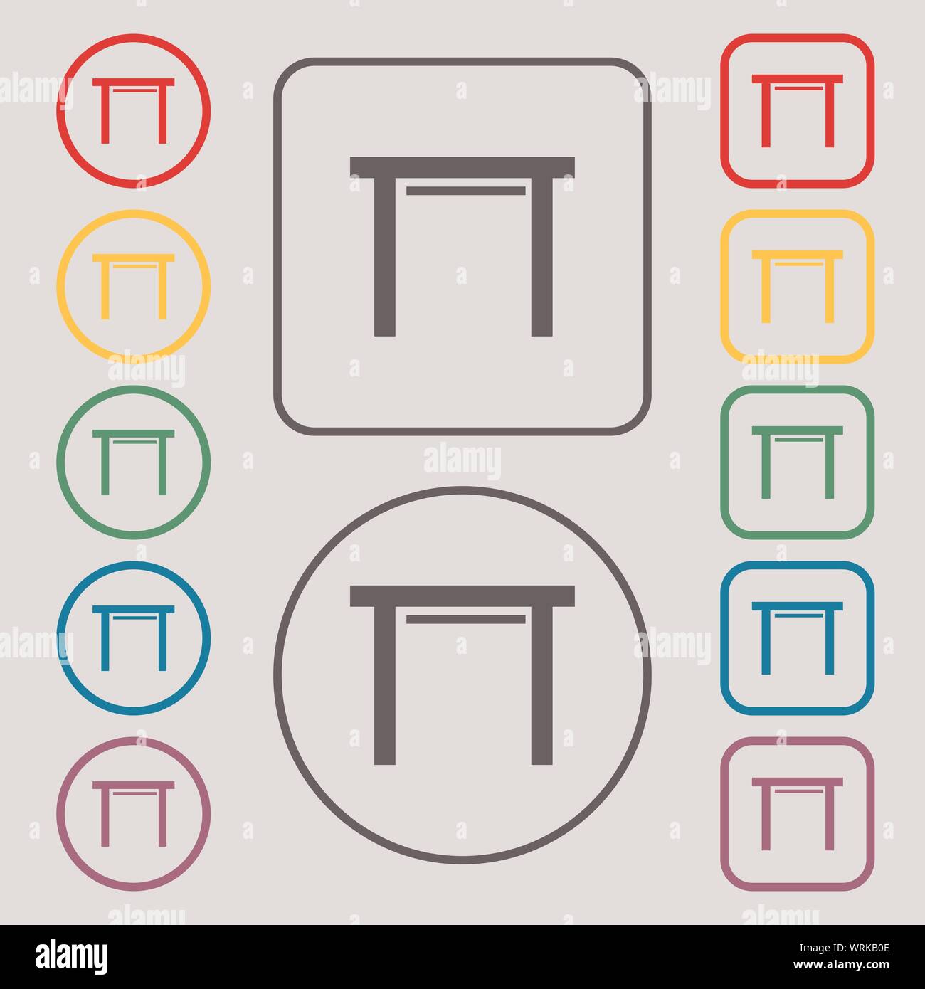 stool seat icon sign. Symbols on the Round and square buttons with ...