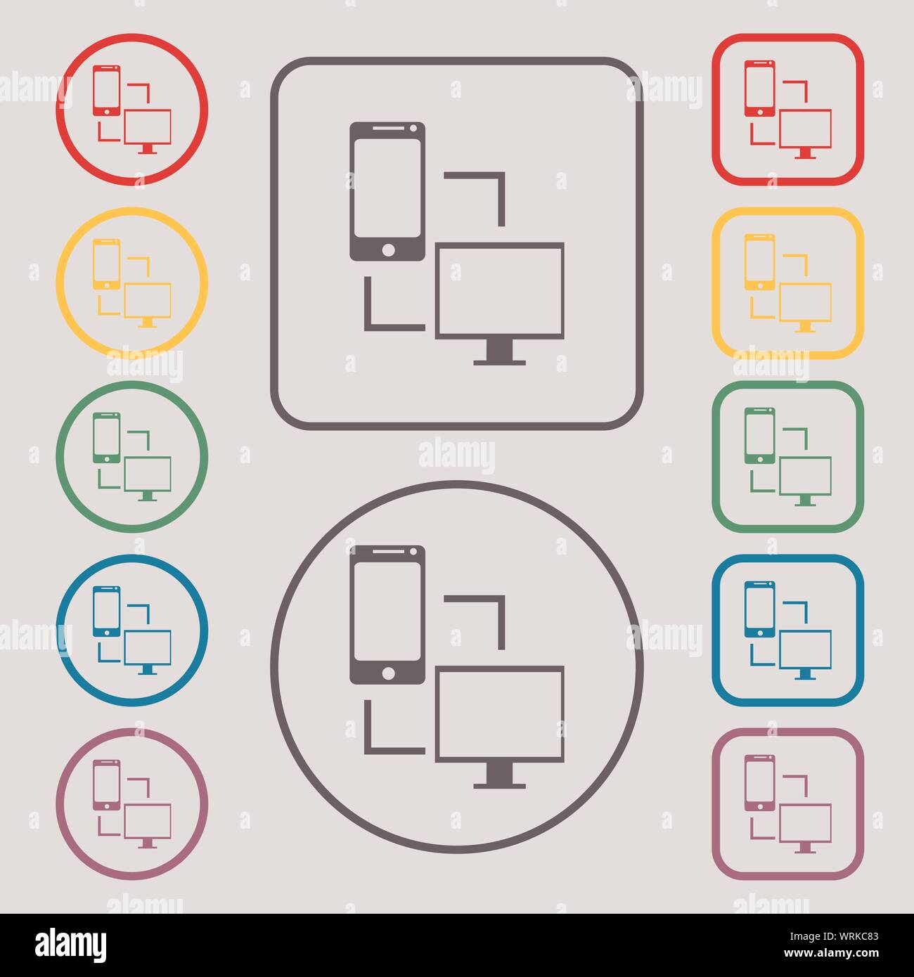 Synchronization sign icon. communicators sync symbol. Data exchange. Symbols on the Round and ...
