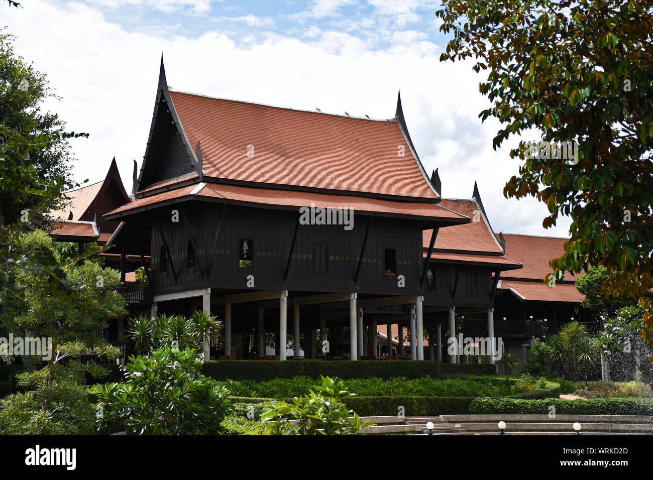 Kanchanaburi, Thailand, 09.09.2019: Beautiful garden, lake, traditional ...