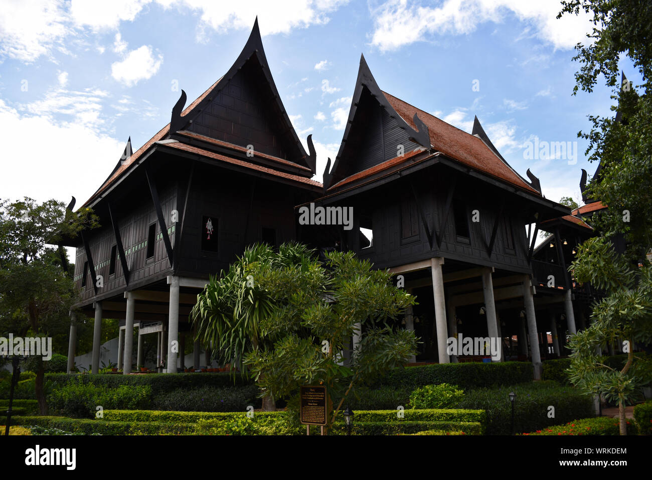 Kanchanaburi, Thailand, 09.09.2019: Beautiful garden, lake, traditional ...