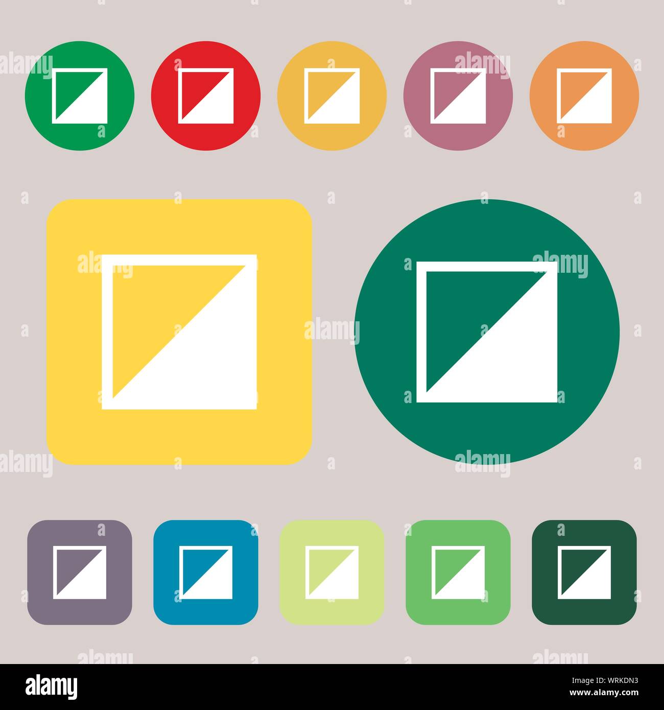 contrast icon sign. 12 colored buttons. Flat design. Vector Stock ...