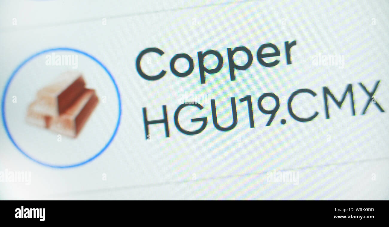 Copper value indicator on screen display Stock Photo - Alamy