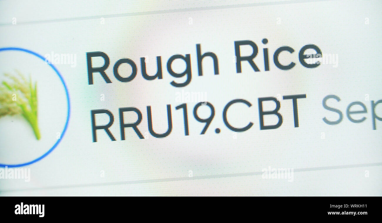 Rough Rice value indicator on screen display Stock Photo - Alamy