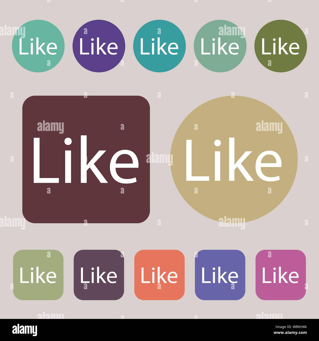 Like sign icon. 12 colored buttons. Flat design. Vector Stock Vector ...