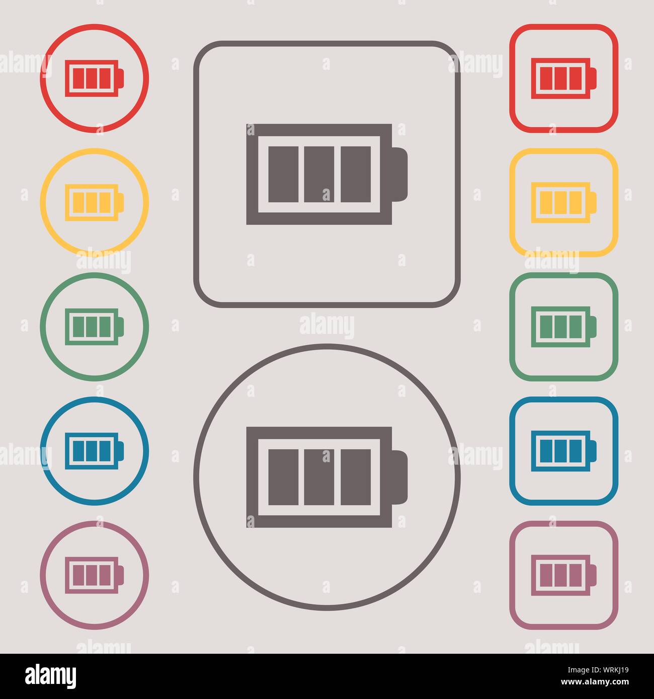 Battery fully charged sign icon. Electricity symbol. Symbols on the ...