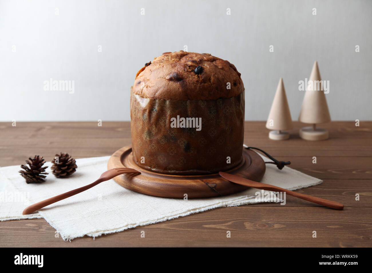panettone italian fruit cake for Christmas closeup isolated on table ...