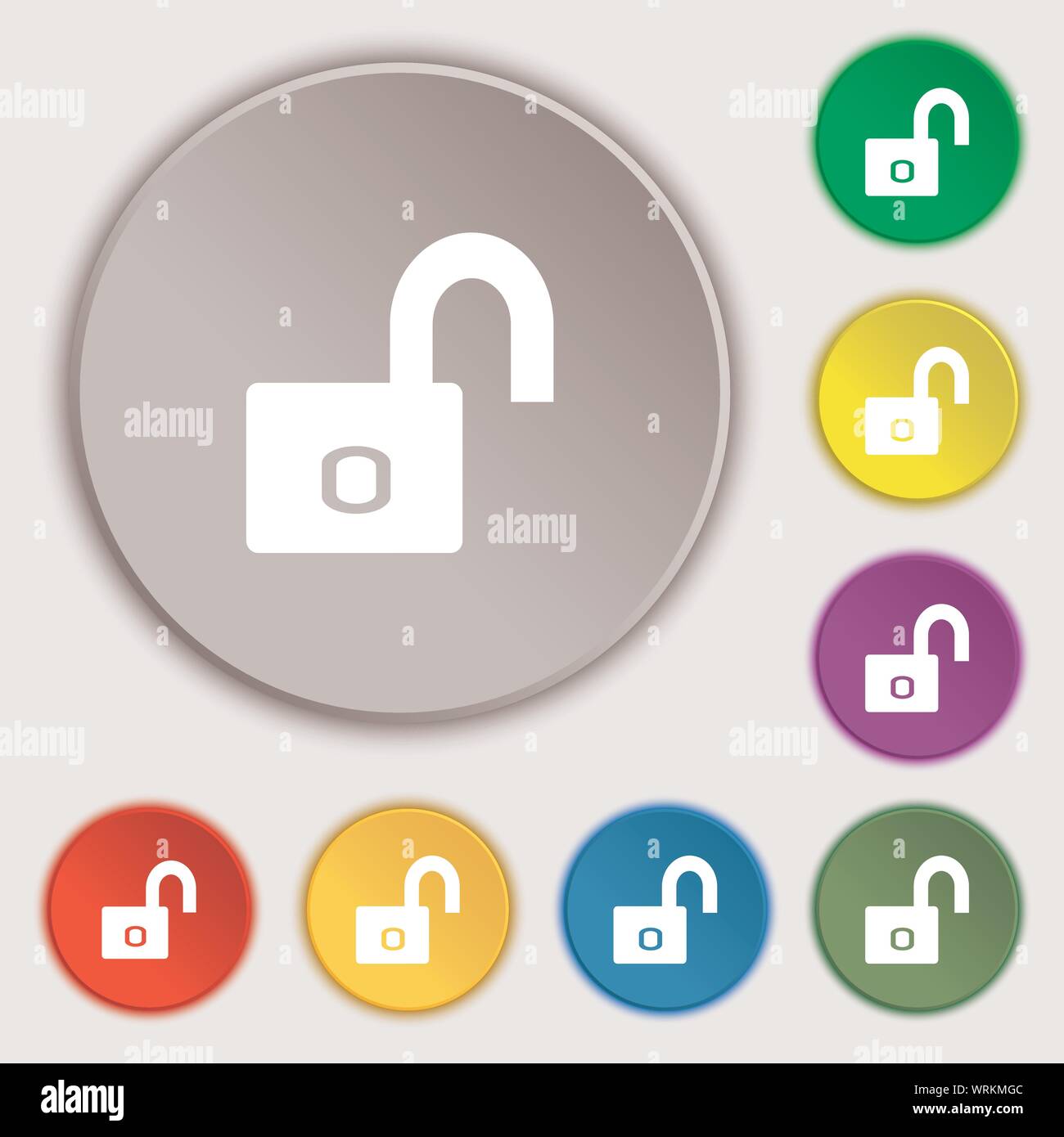 Lock sign icon. Locker symbol. Symbols on eight flat buttons. Vector ...