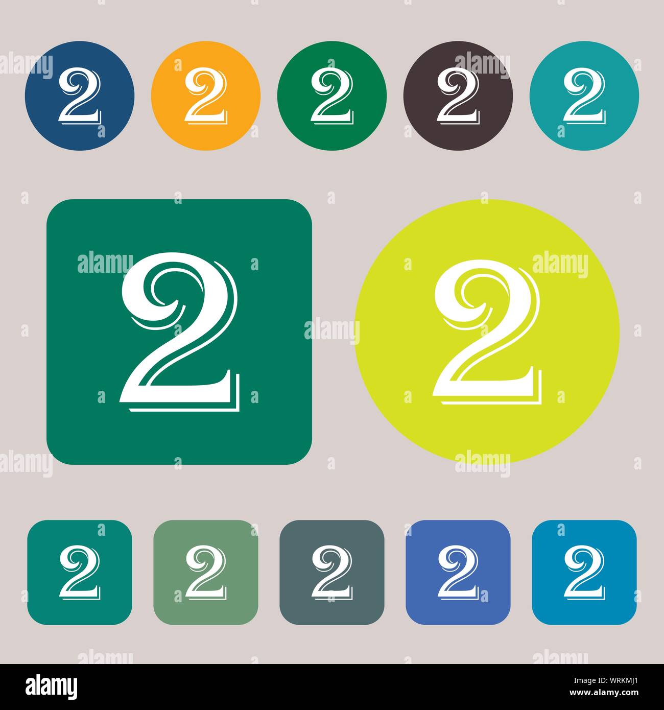 Second place award sign. Winner symbol. Step two. 12 colored buttons ...