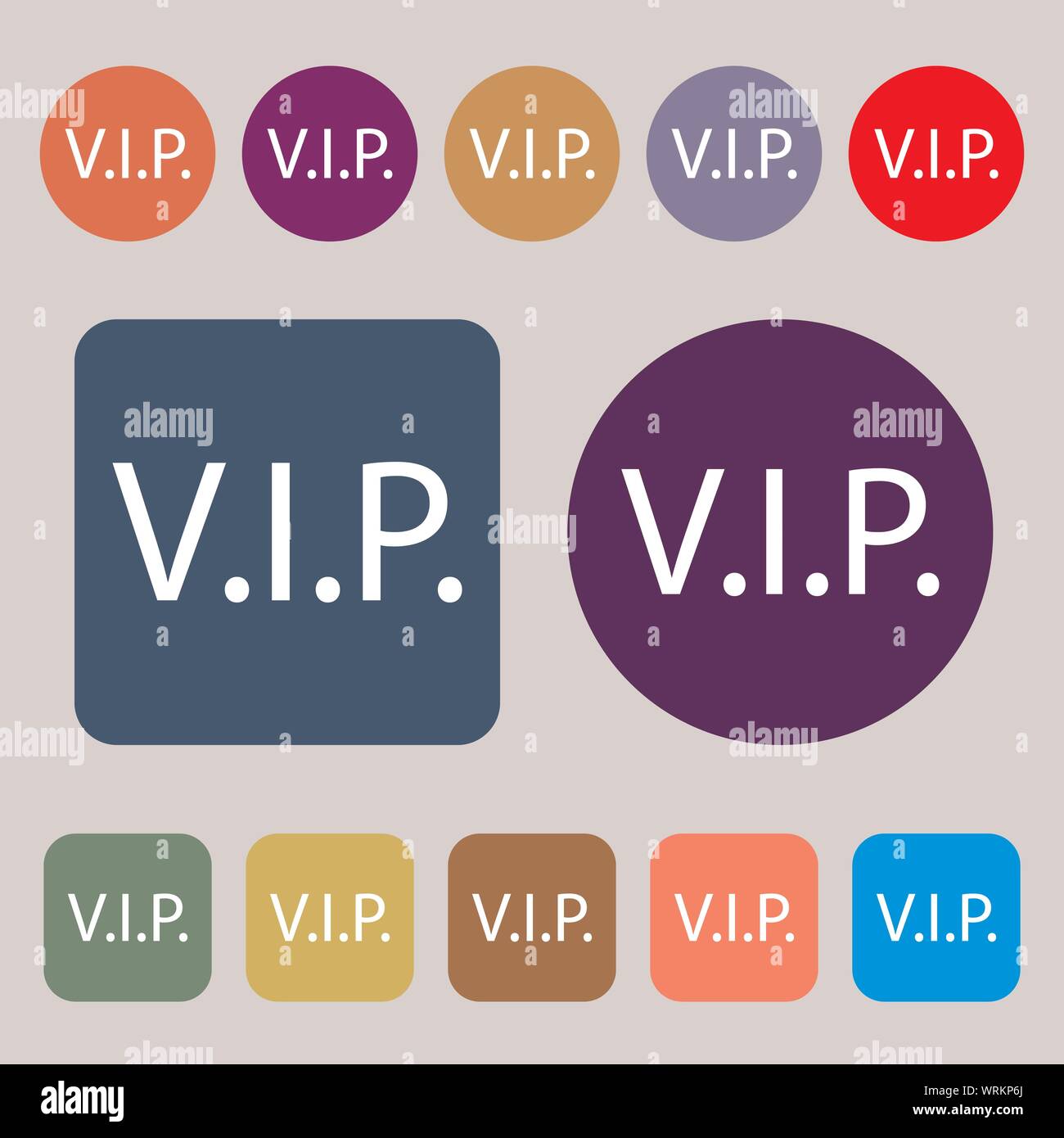 Vip sign icon. Membership symbol. Very important person. 12 colored ...