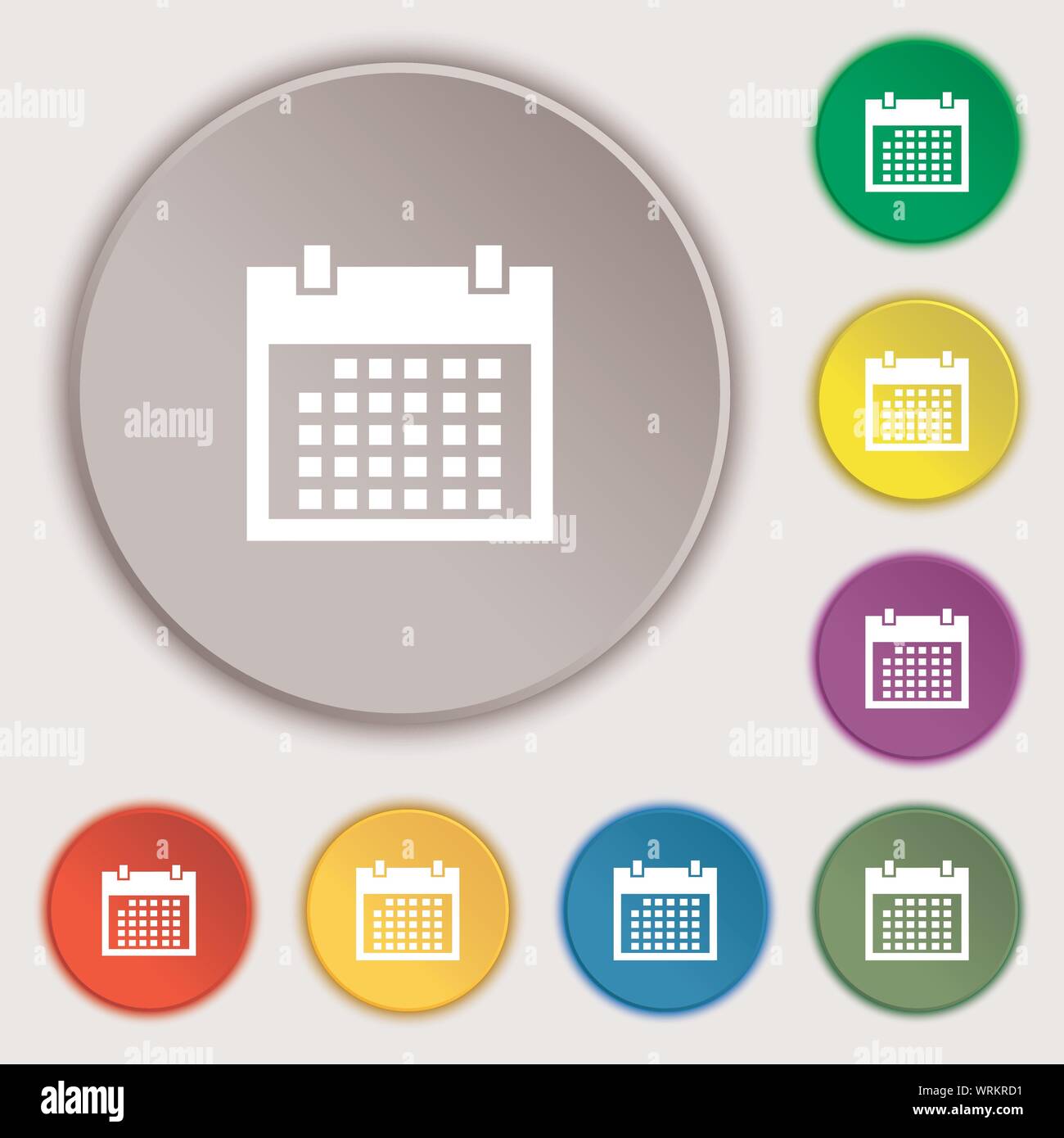 Calendar sign icon. days month symbol. Date button. Symbols on eight ...