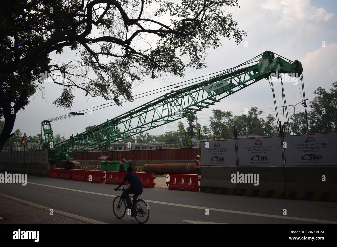 Metro rail construction site with huge size crane Stock Photo - Alamy