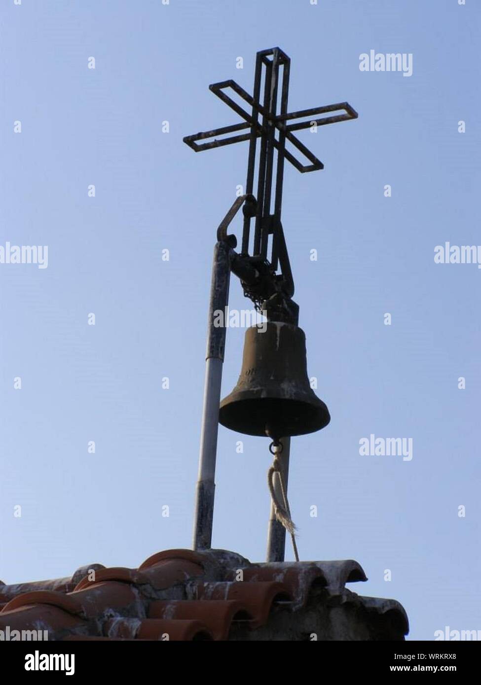 High Section Of Bell On Top Of Roof Stock Photo - Alamy