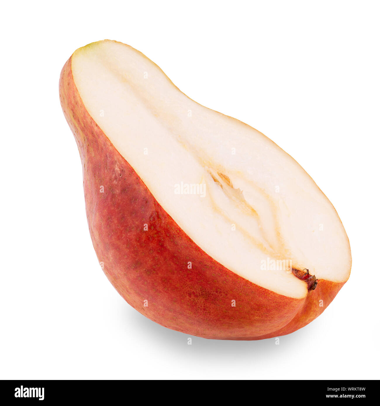 Ripe half red pear on white background Stock Photo - Alamy