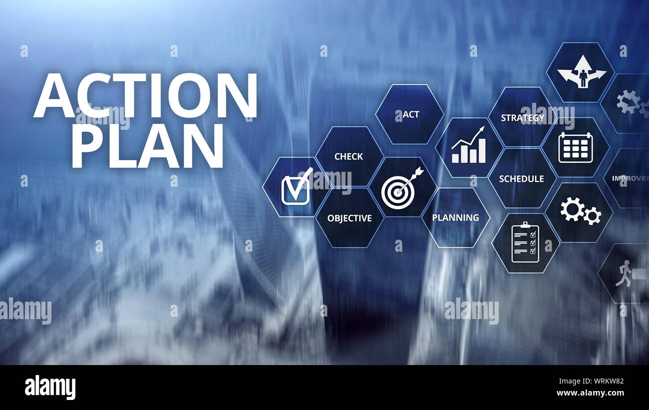 Action Plan Strategy Planning Vision Direction. Financial concept on ...