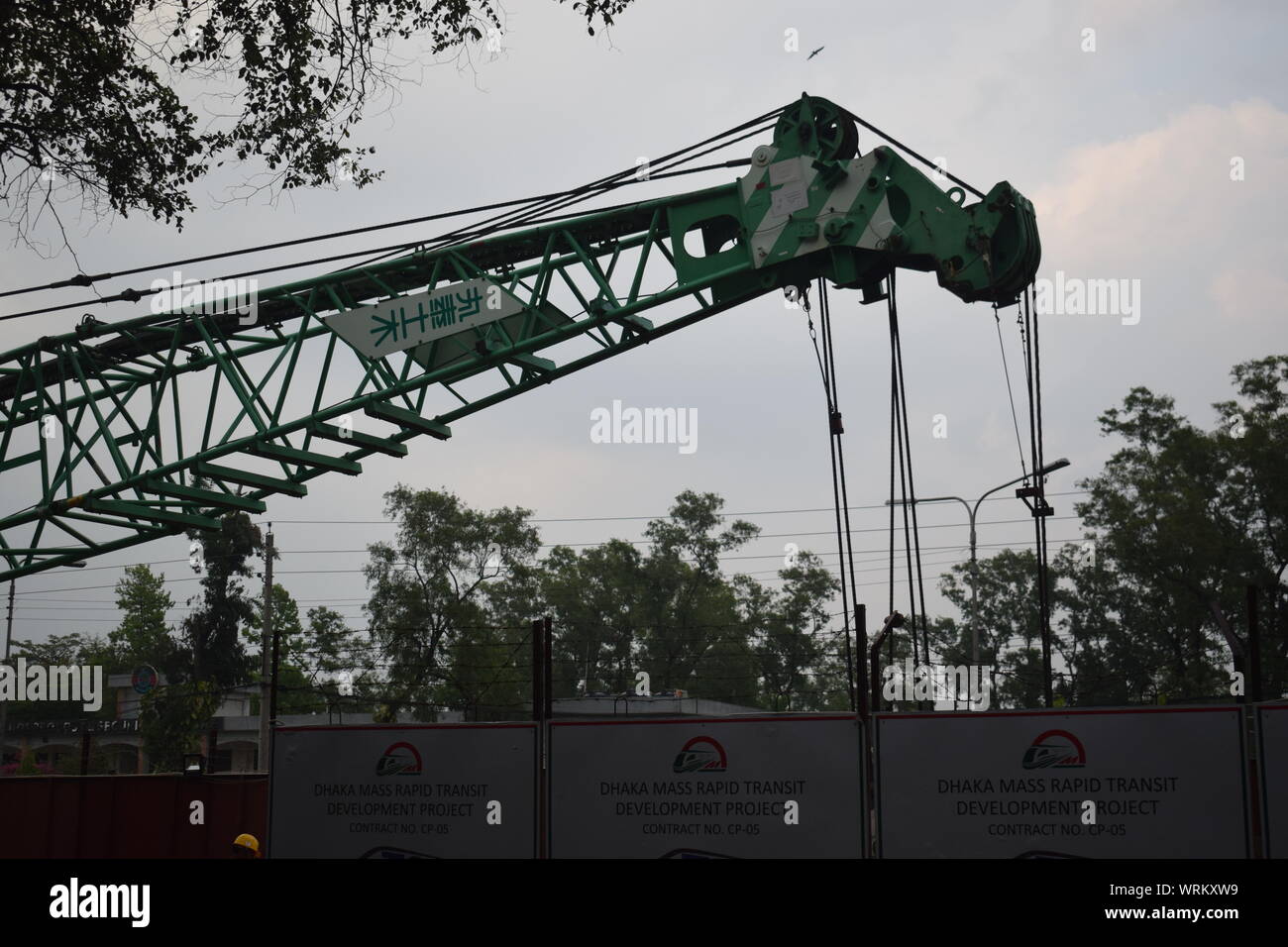 Metro rail construction site with huge size crane Stock Photo - Alamy