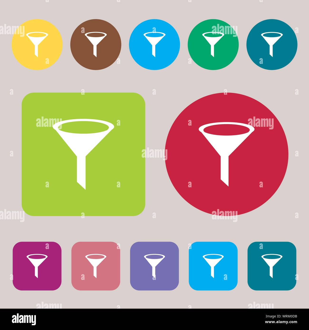 Funnel icon sign. 12 colored buttons. Flat design. Vector Stock Vector ...