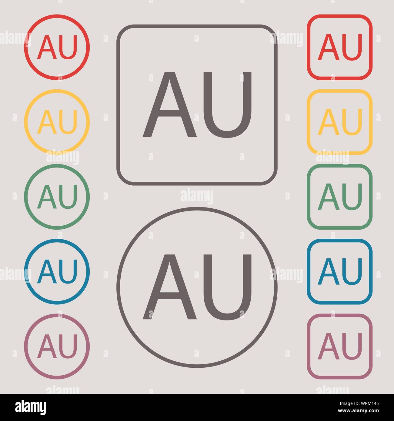 australia sign icon. Symbols on the Round and square buttons with frame ...