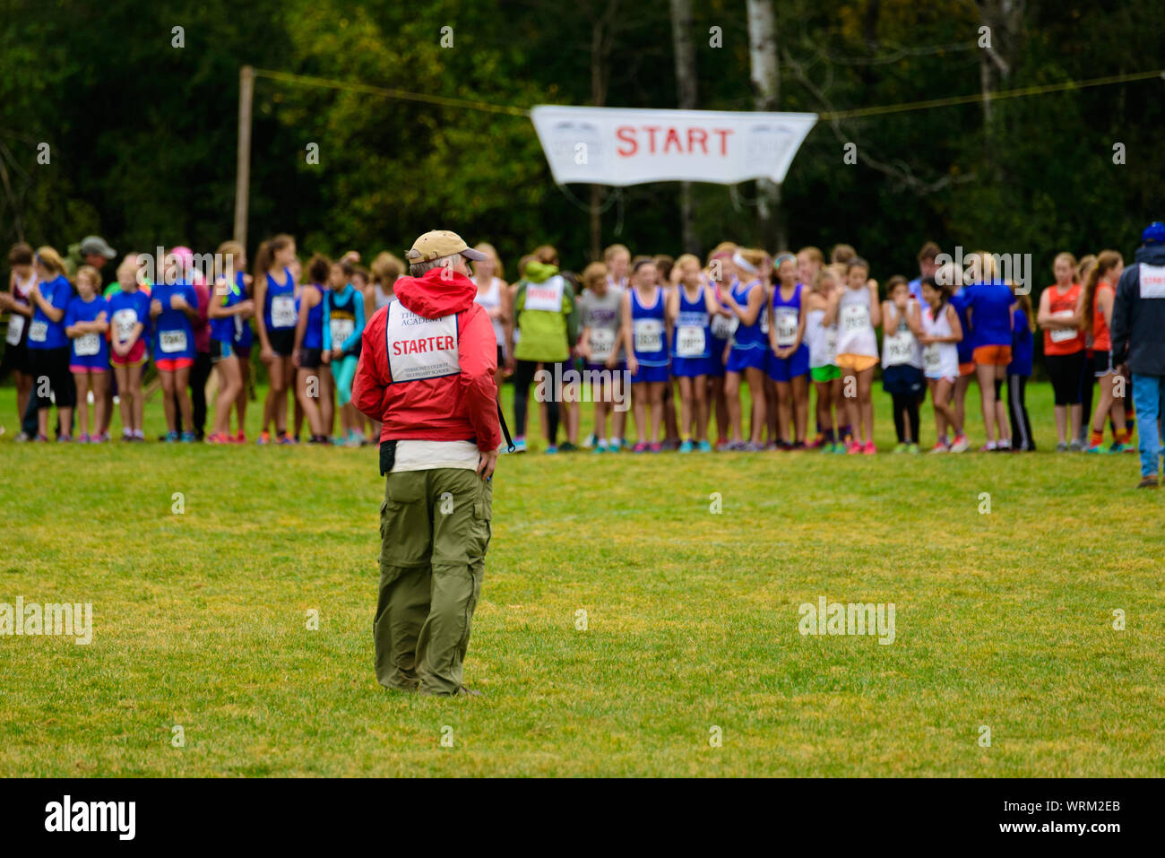 The start of the 24th annual Thetford Academy Woods Trail Run, girls ...