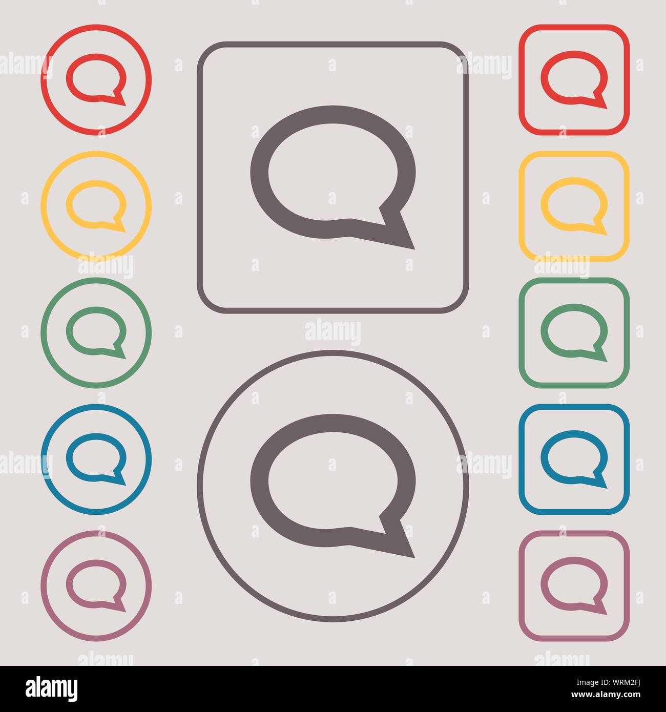 Speech bubble icons. Think cloud symbols. Symbols on the Round and ...