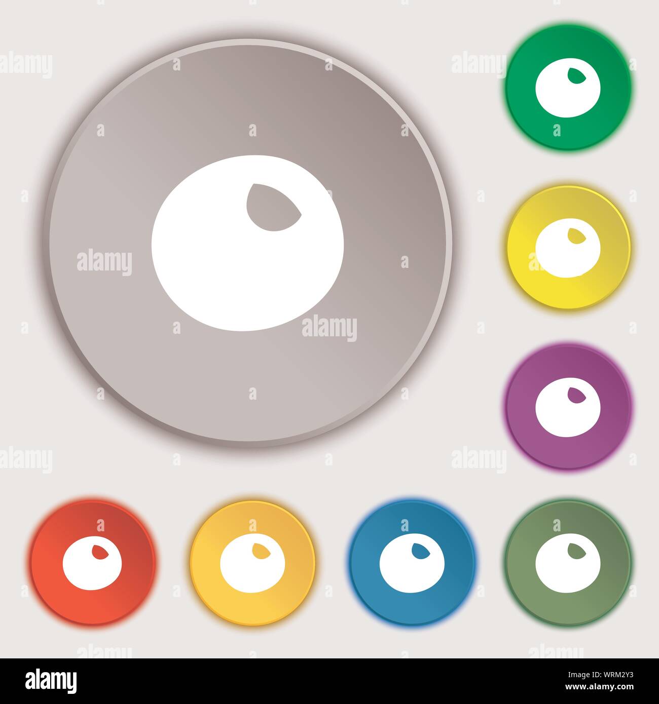 number zero icon sign. Symbols on eight flat buttons. Vector Stock ...