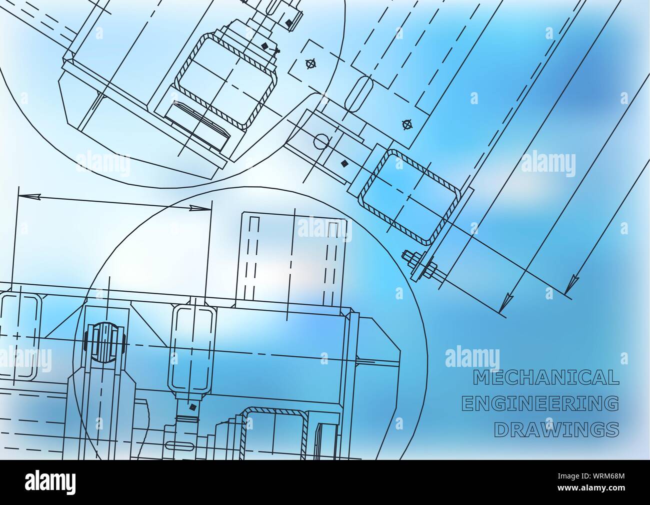Mechanical Engineering drawing. Blueprints. Mechanics. Blue Cover ...
