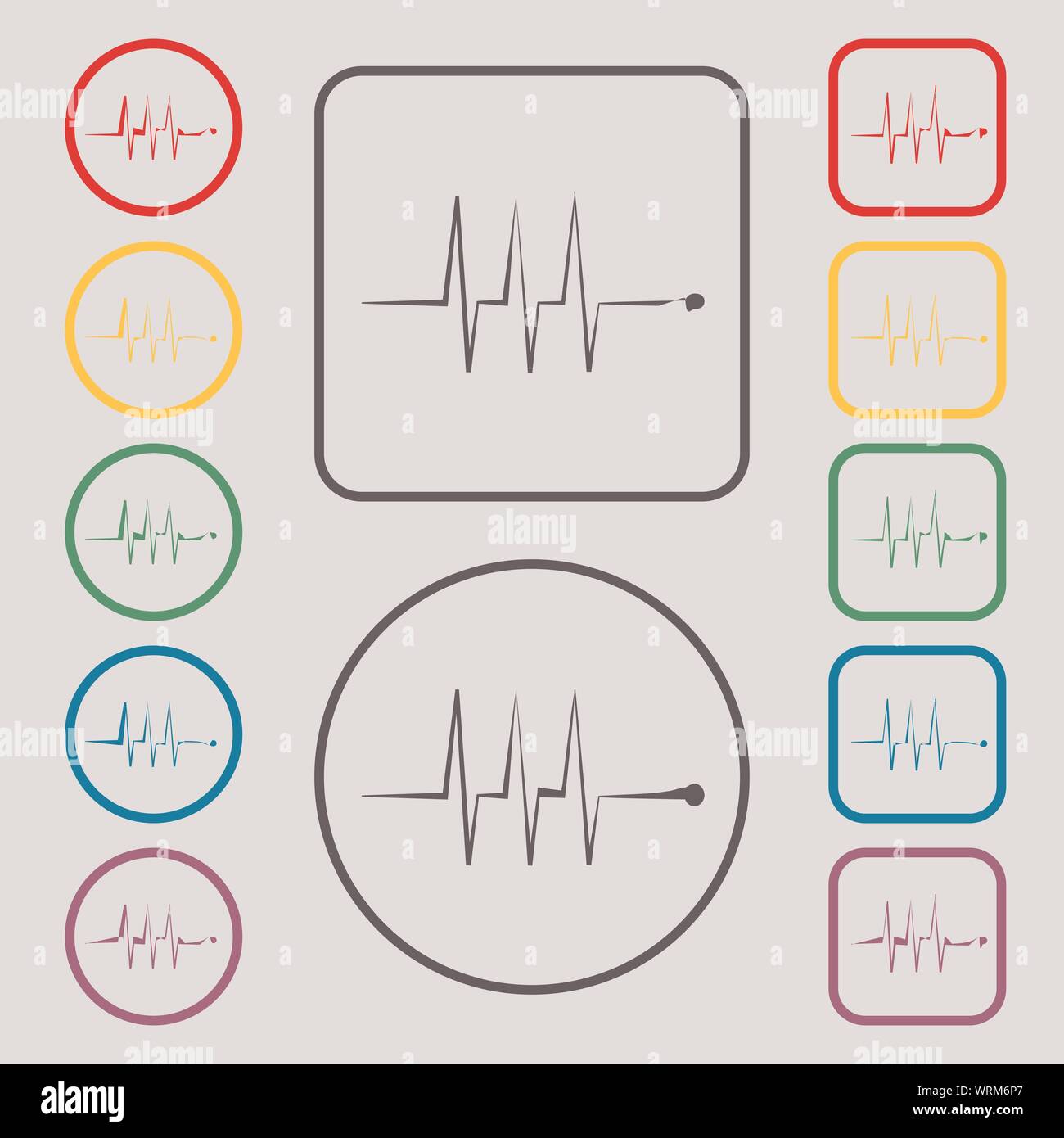 Cardiogram monitoring sign icon. Heart beats symbol. Symbols on the ...
