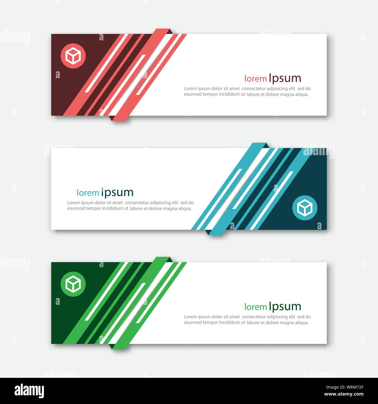 Set of abstract design banner template. Three different colors. Vector ...