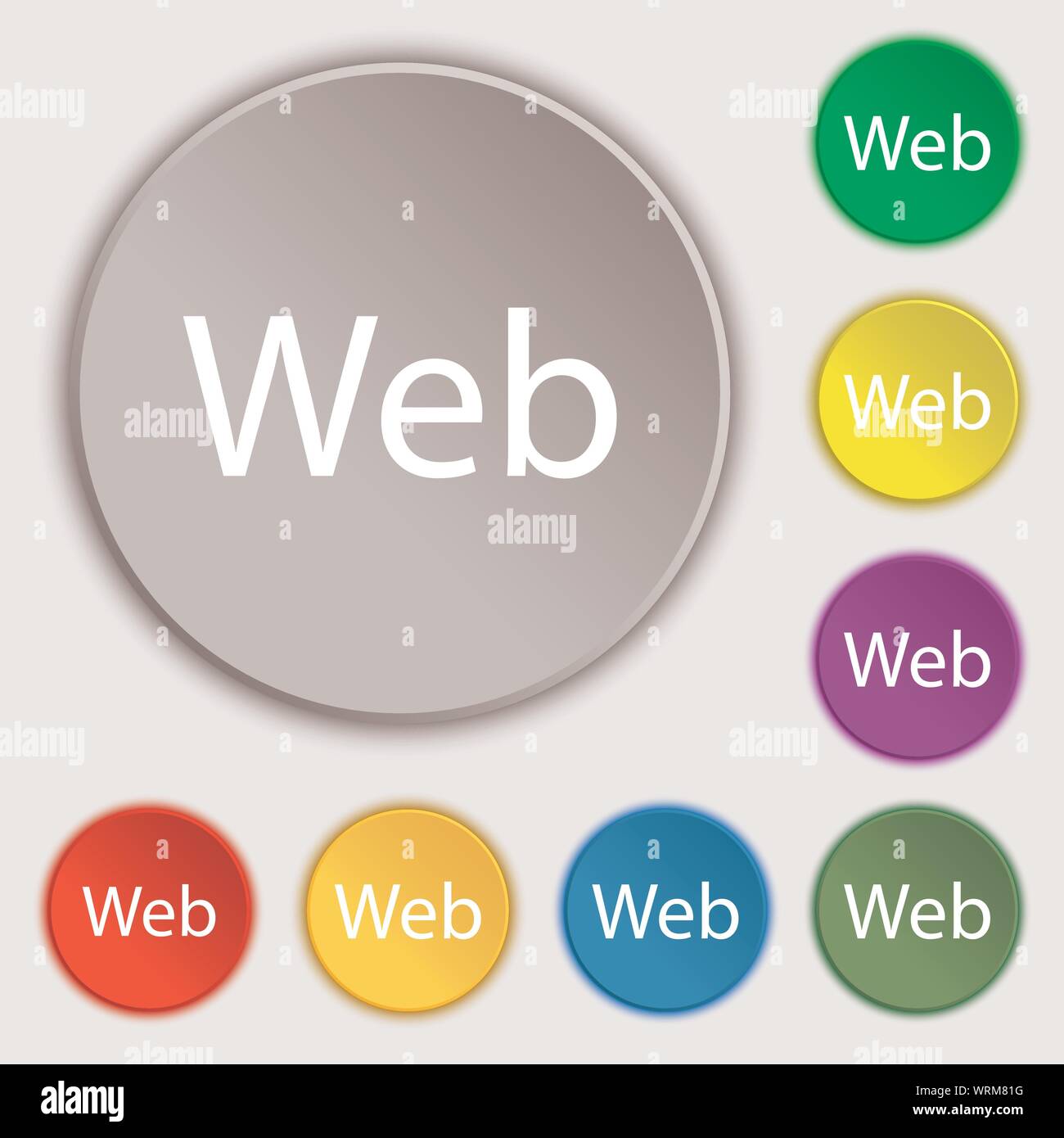 Web sign icon. World wide web symbol. Symbols on eight flat buttons. Vector Stock Vector Image ...
