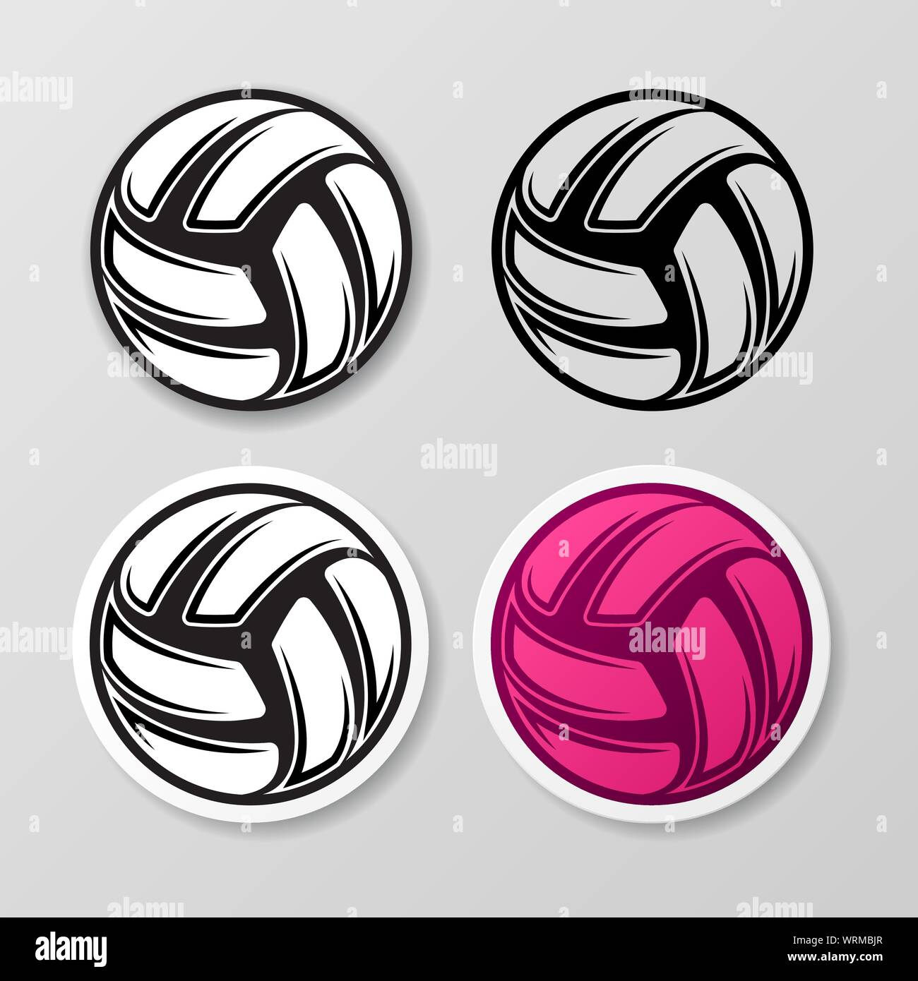 Set of four different black and color volleyball symbos Stock Vector ...