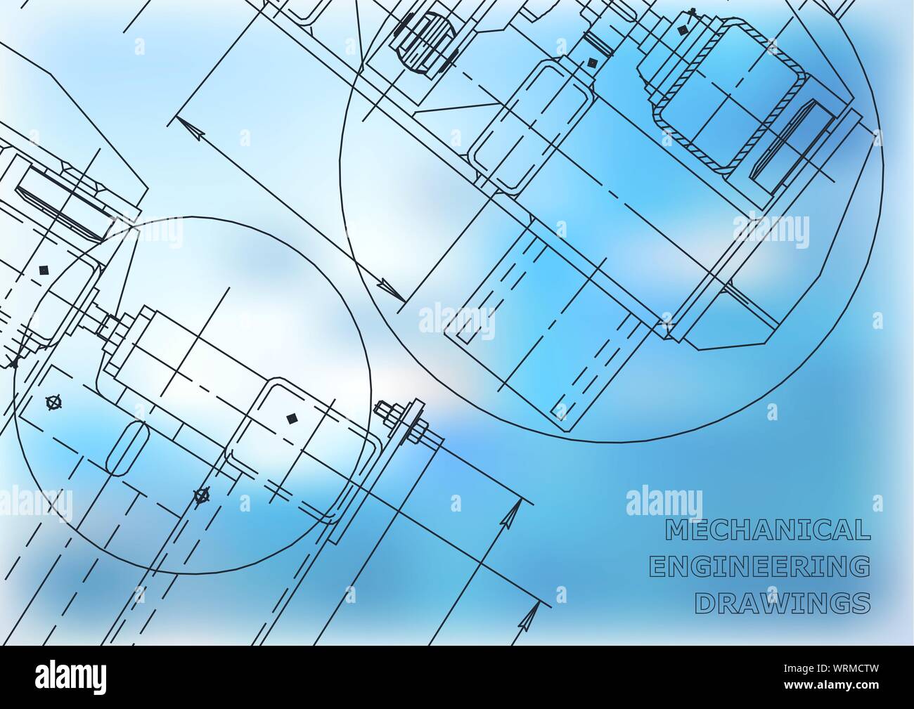 Mechanical Engineering drawing. Blueprints. Mechanics. Blue Cover ...