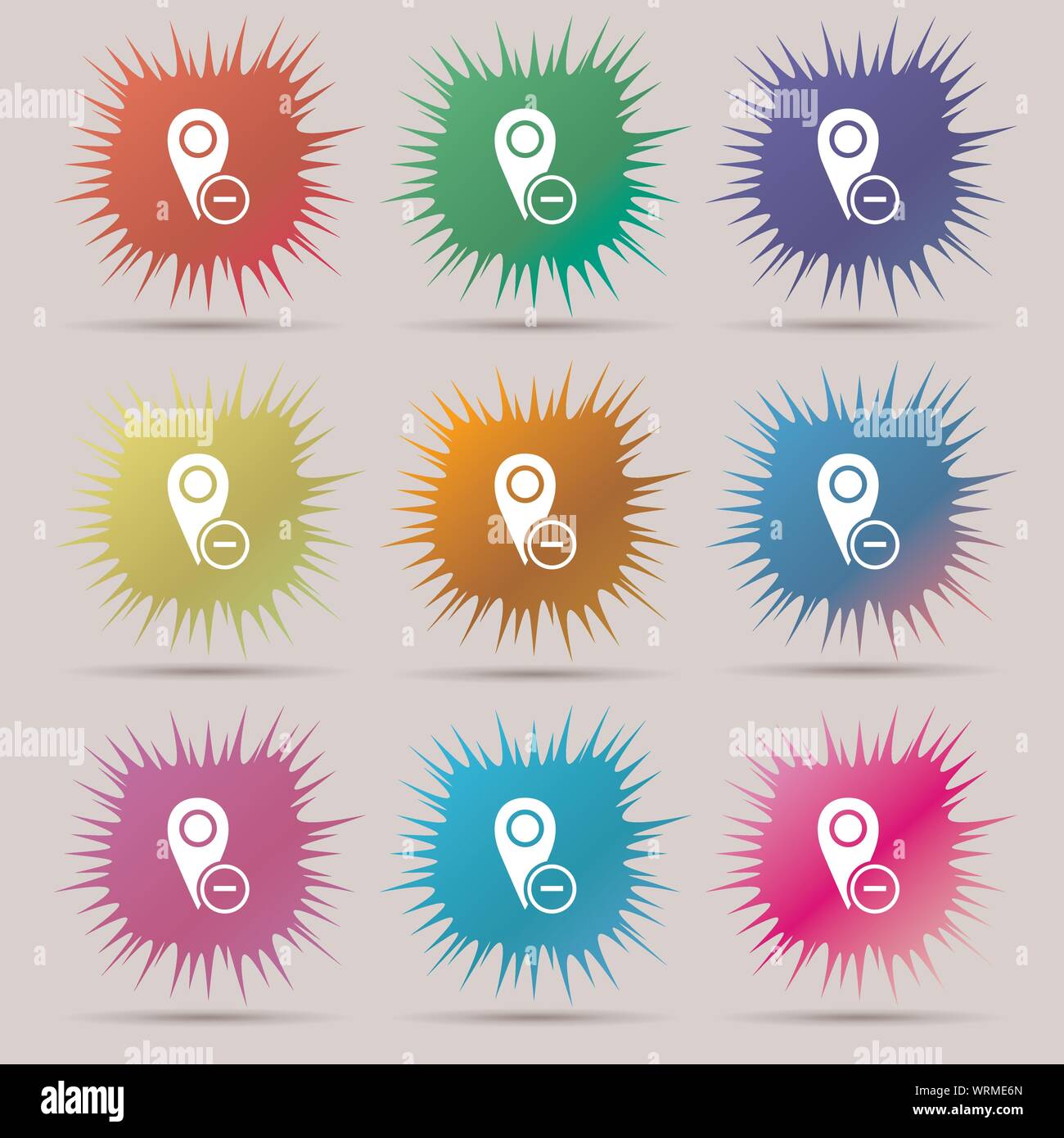 Map pointer icon sign. Nine original needle buttons. Vector Stock ...