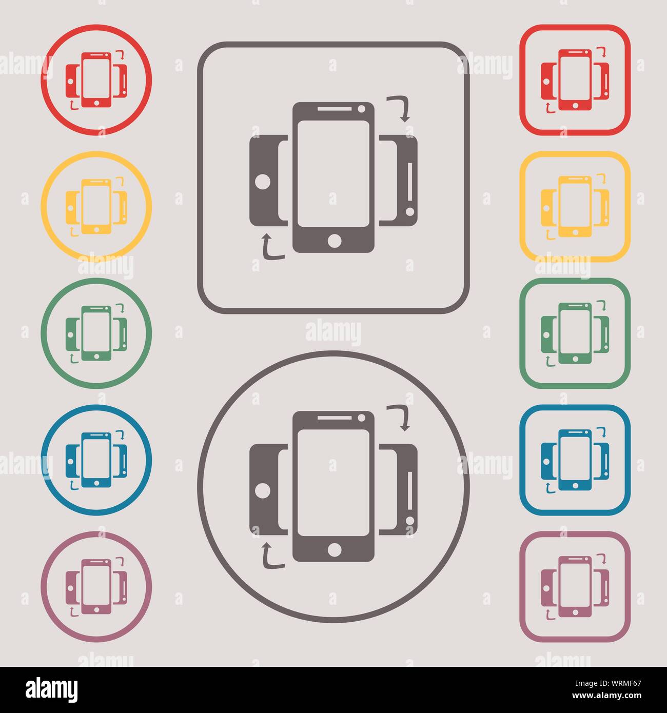 Synchronization sign icon. smartphones sync symbol. Data exchange. Symbols on the Round and ...