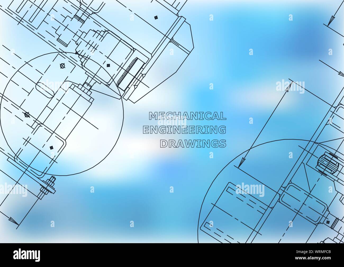 Blueprints. Mechanics. Cover. Blue Mechanical Engineering drawing ...