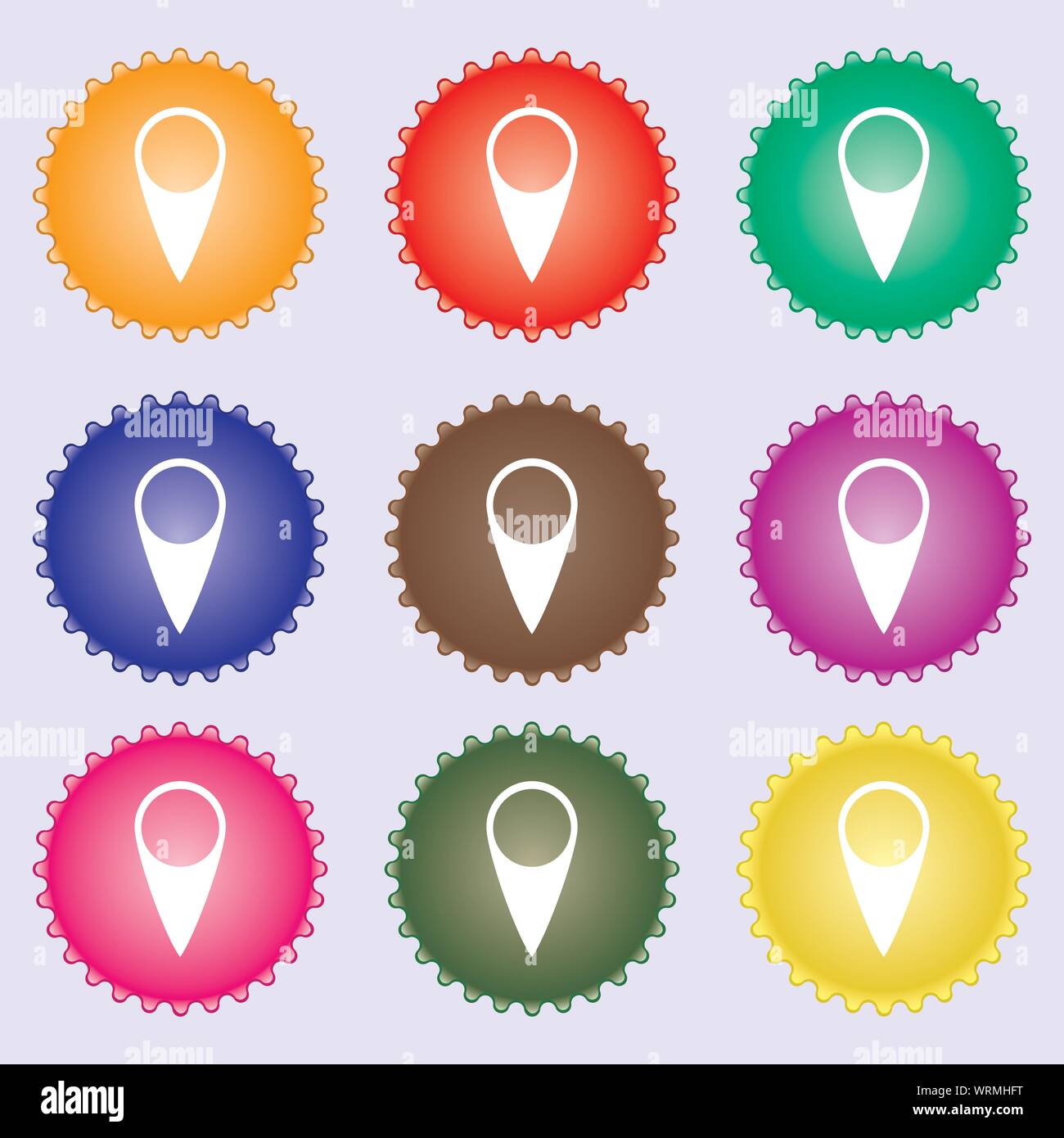 Map pointer icon. GPS location symbol. A set of nine different colored labels. Vector Stock ...
