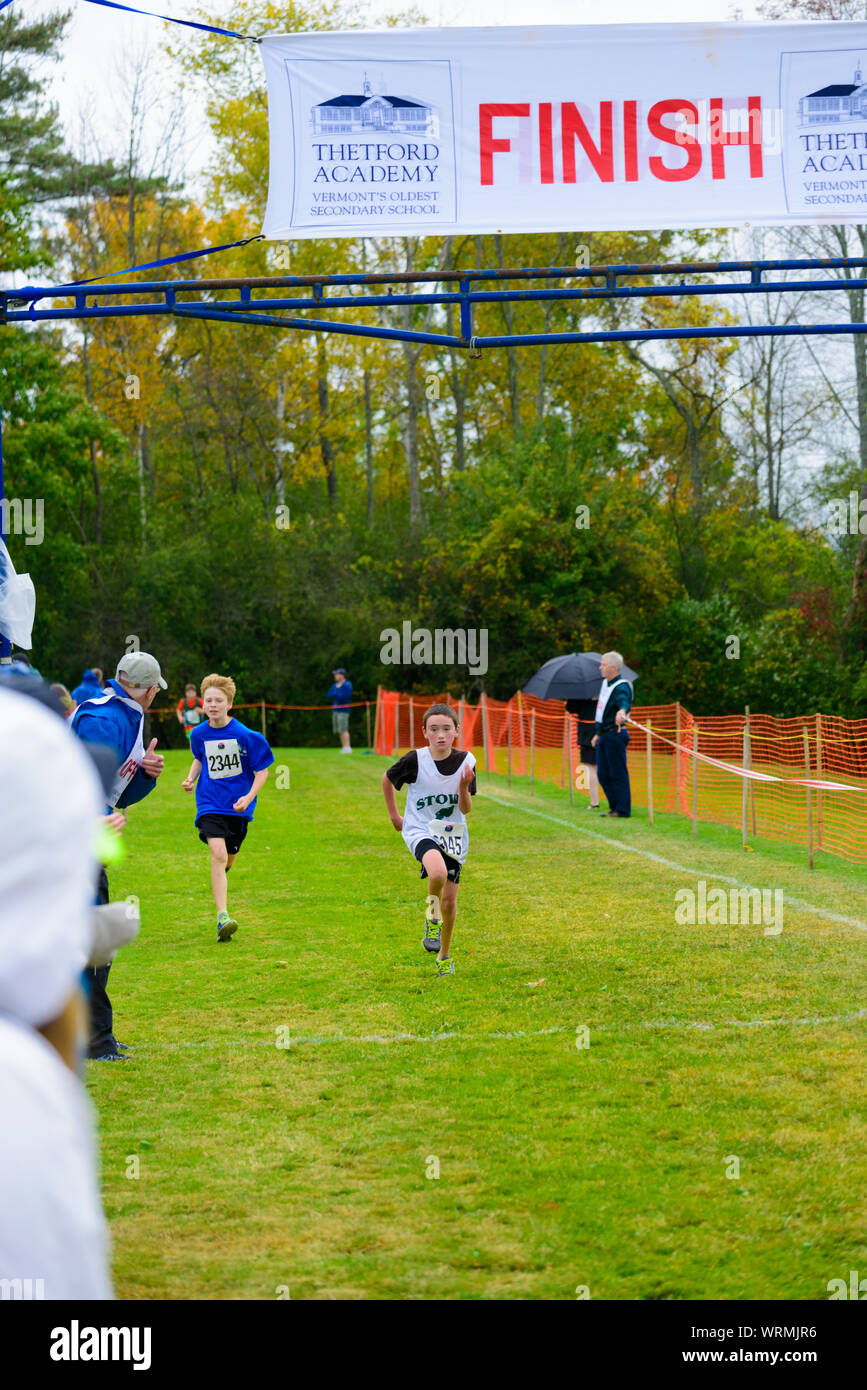 Middle school boys running the 24th annual Thetford Academy Woods Trail ...