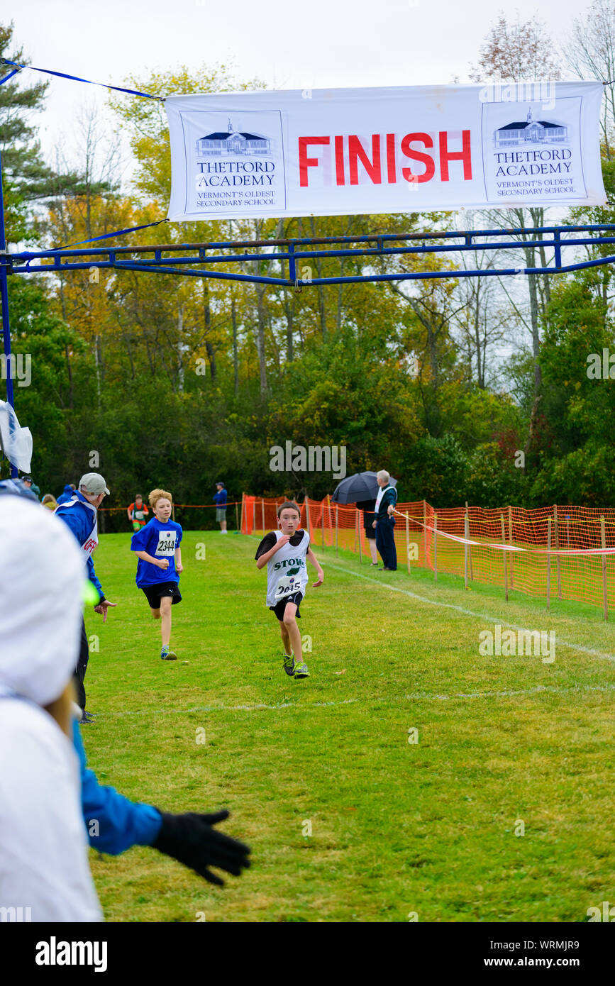 Middle school boys running the 24th annual Thetford Academy Woods Trail ...