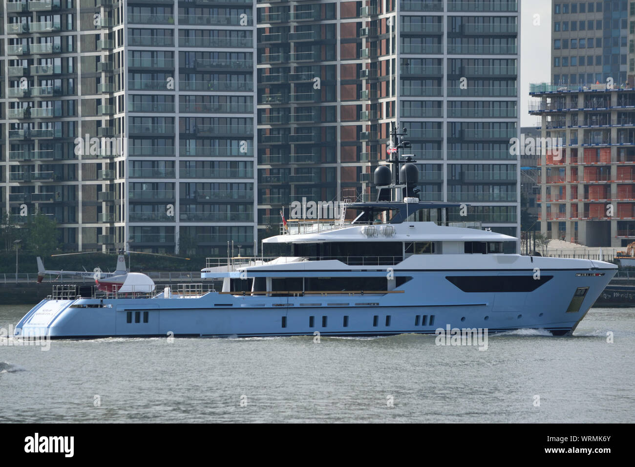 Superyacht Ocean Dreamwalker III seen heading up the River Thames on a ...