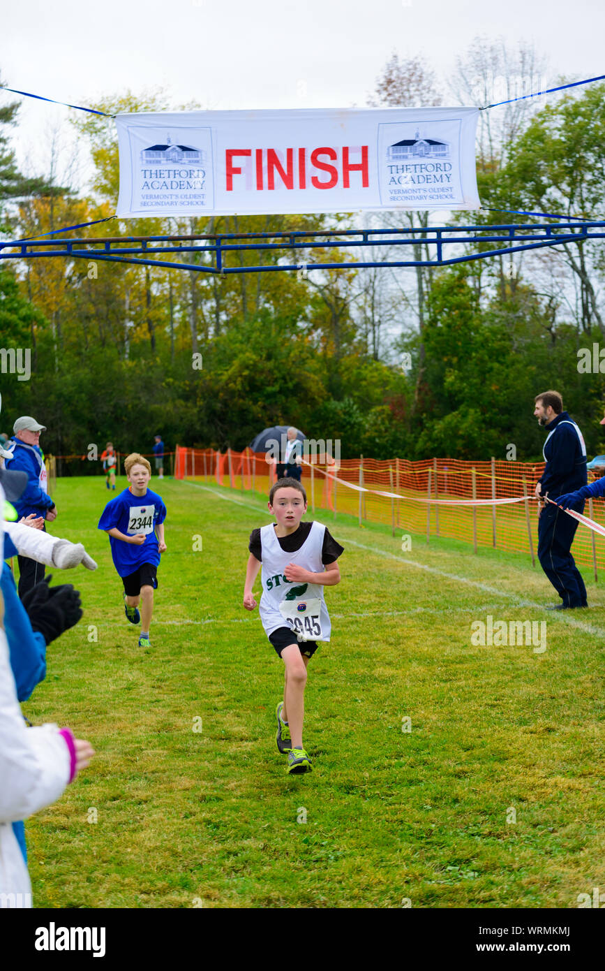 Middle school boys running the 24th annual Thetford Academy Woods Trail ...