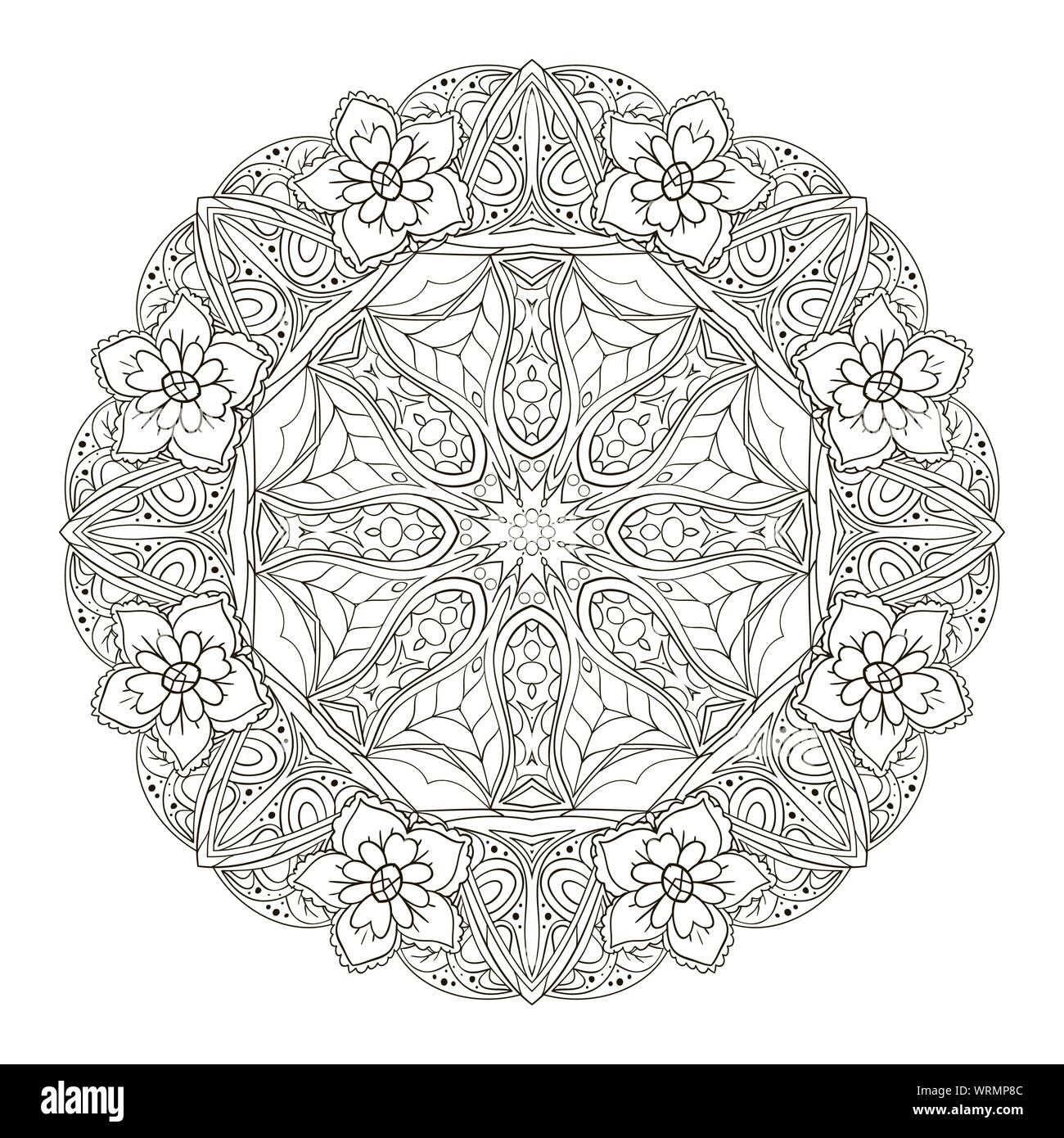 Oriental pattern. Traditional round coloring ornament. Mandala. Turkey ...