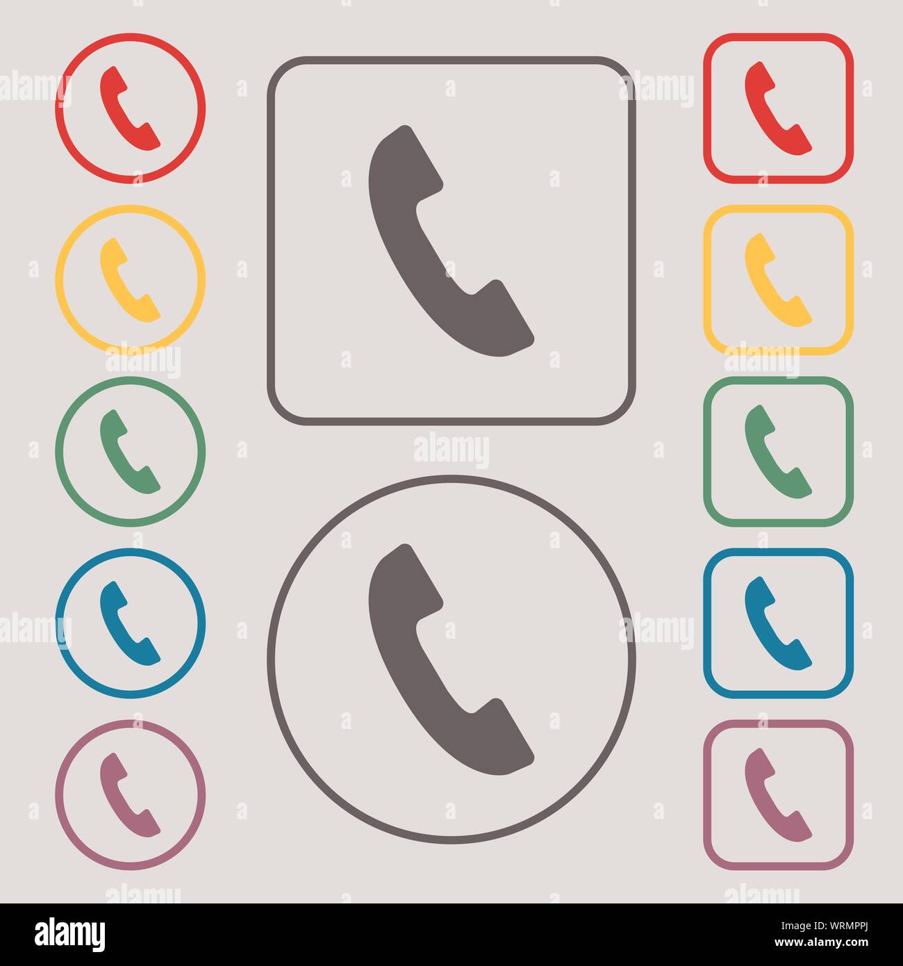 Phone sign icon. Support symbol. Call center. Symbols on the Round and ...