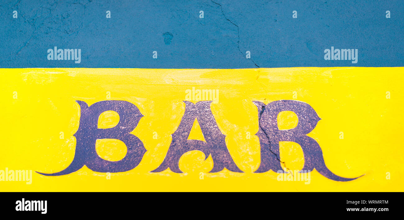 Abstract background of a colorful wall with bar sign. Pattern and ...