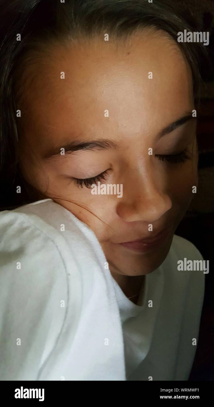 Close-up Of Cute Sleeping Girl Stock Photo - Alamy