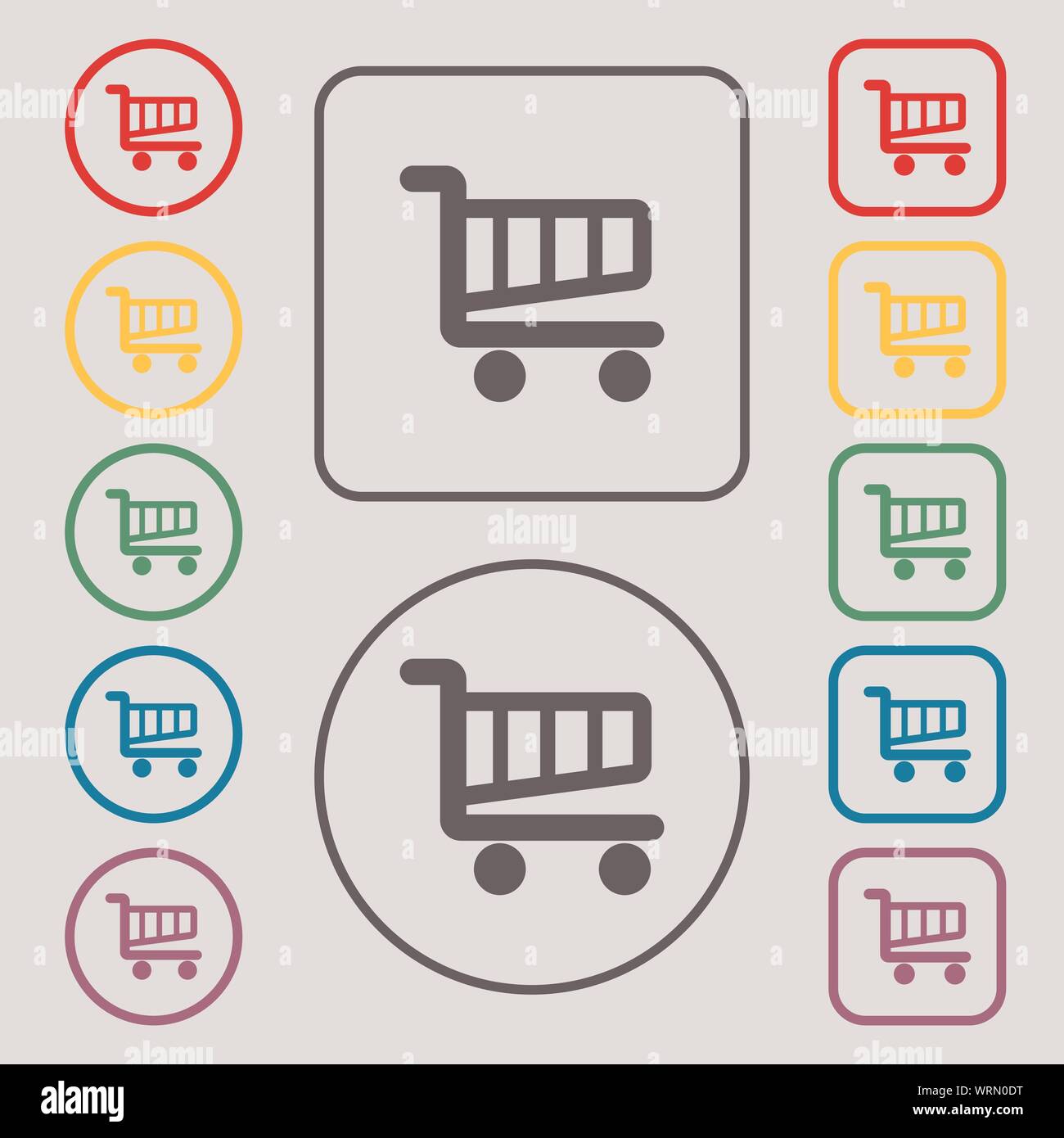 Shopping Cart sign icon. Online buying button. Symbols on the Round and ...