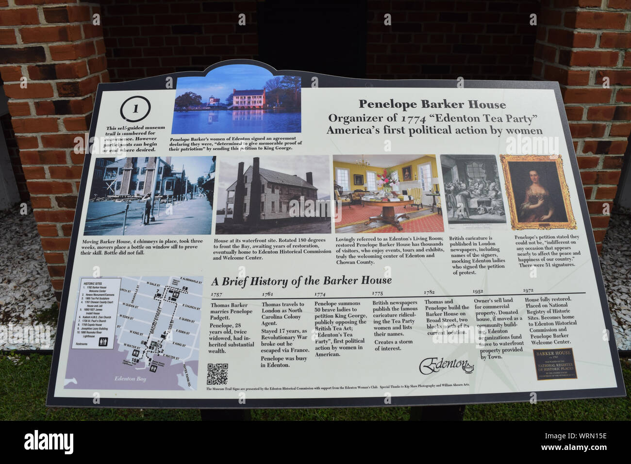 A Historic Marker for the Penelope Barker House in Edenton, North ...