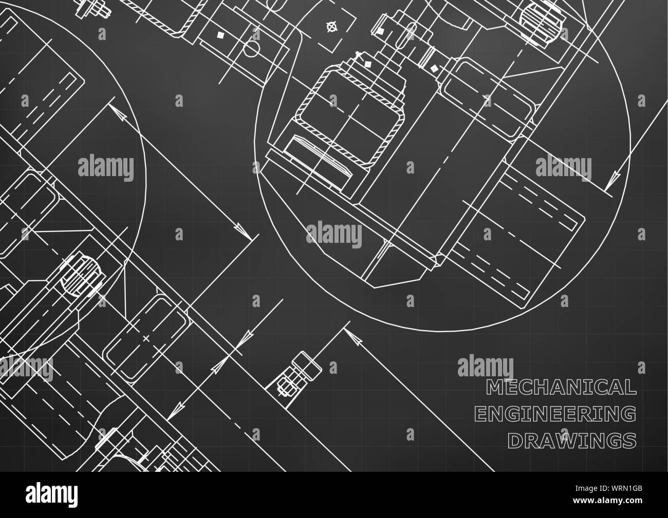 Mechanical Engineering drawing. Blueprints. Black. Grid Stock Vector ...