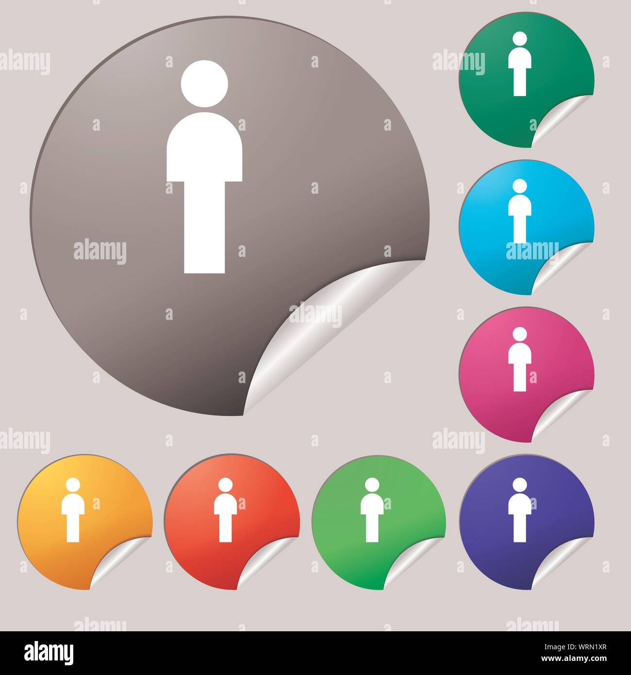 Human sign icon. Man Person symbol. Male toilet. Set of eight multi ...