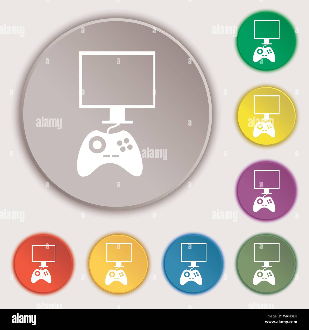 Joystick and monitor sign icon. Video game symbol. Symbols on eight ...