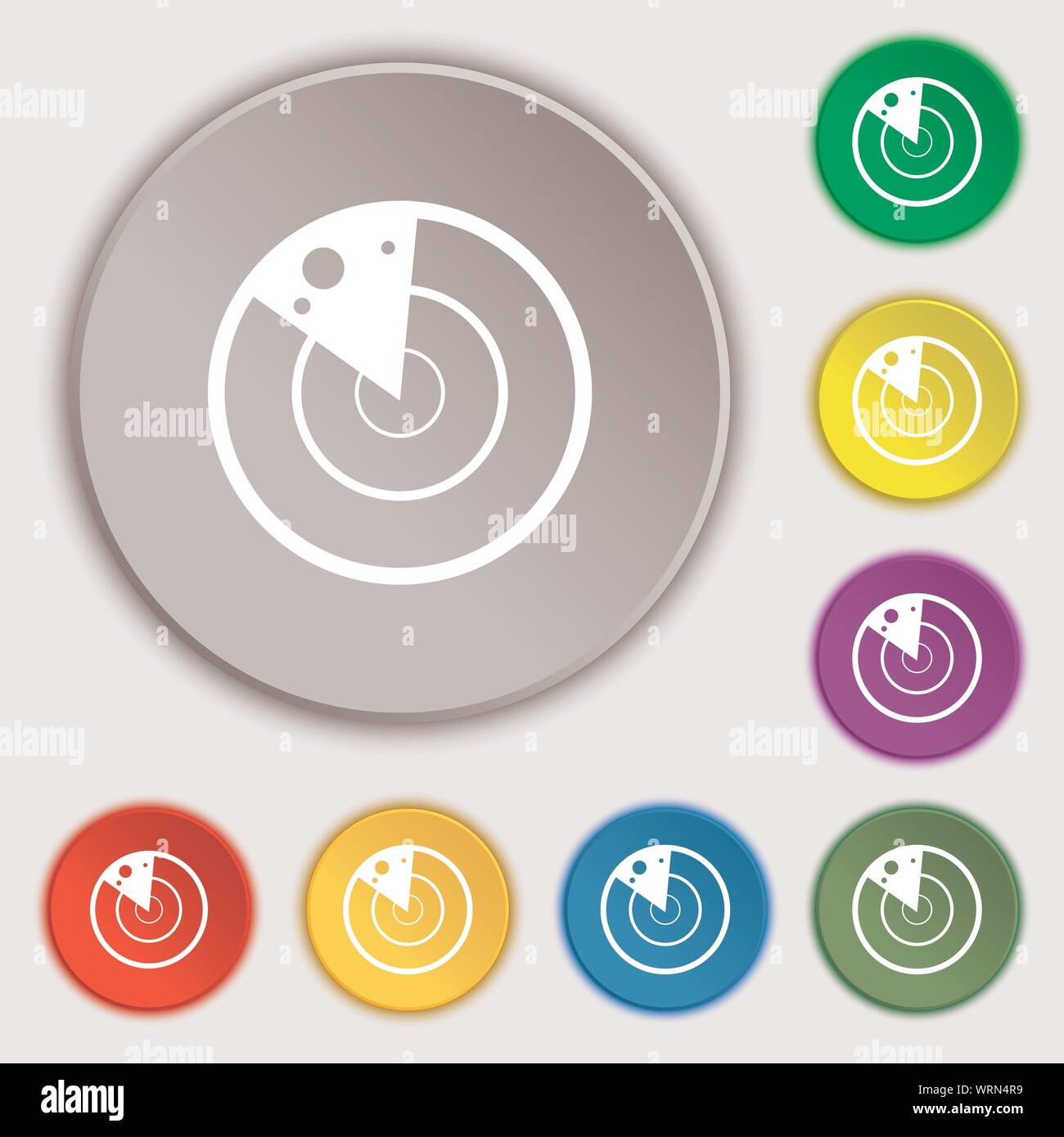 radar icon sign. Symbols on eight flat buttons. Vector Stock Vector ...