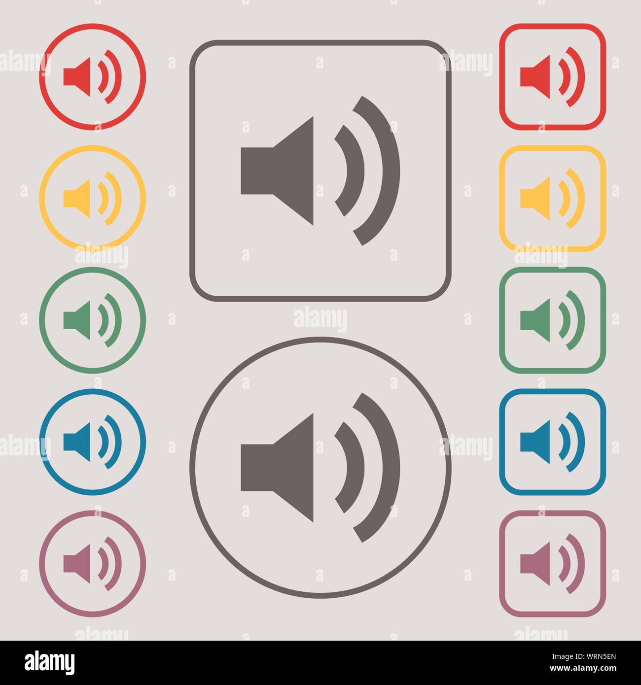 Speaker volume sign icon. Sound symbol. Symbols on the Round and square ...